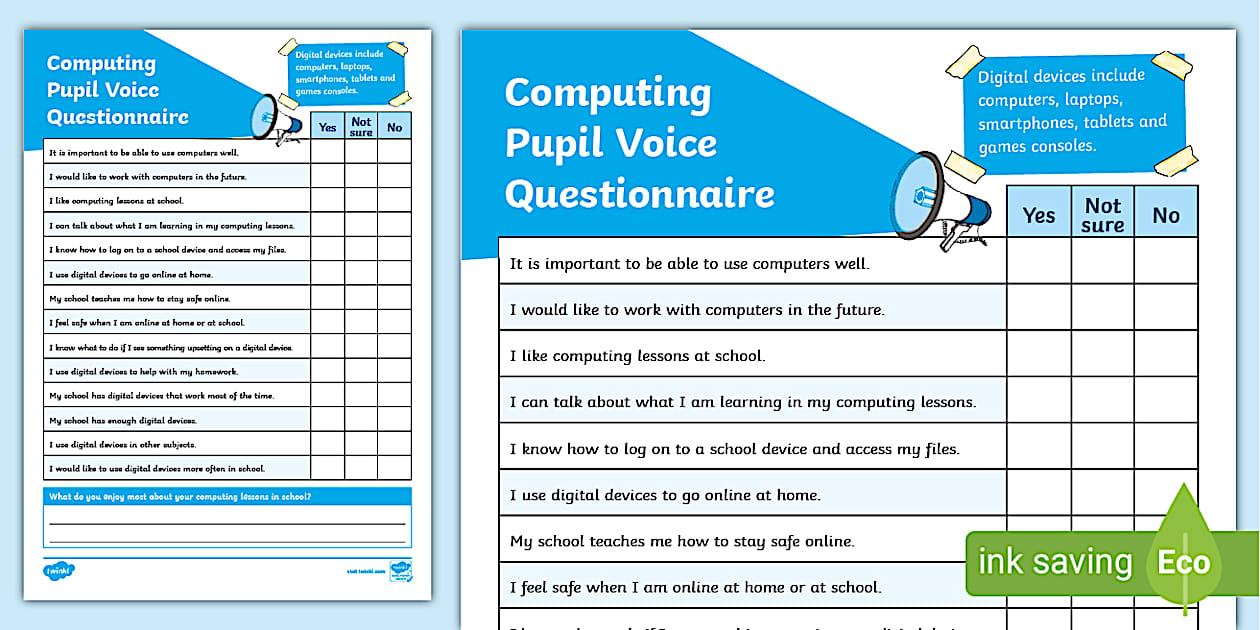 Computing KS2 Pupil Voice Questionnaire - Twinkl UK - Twinkl