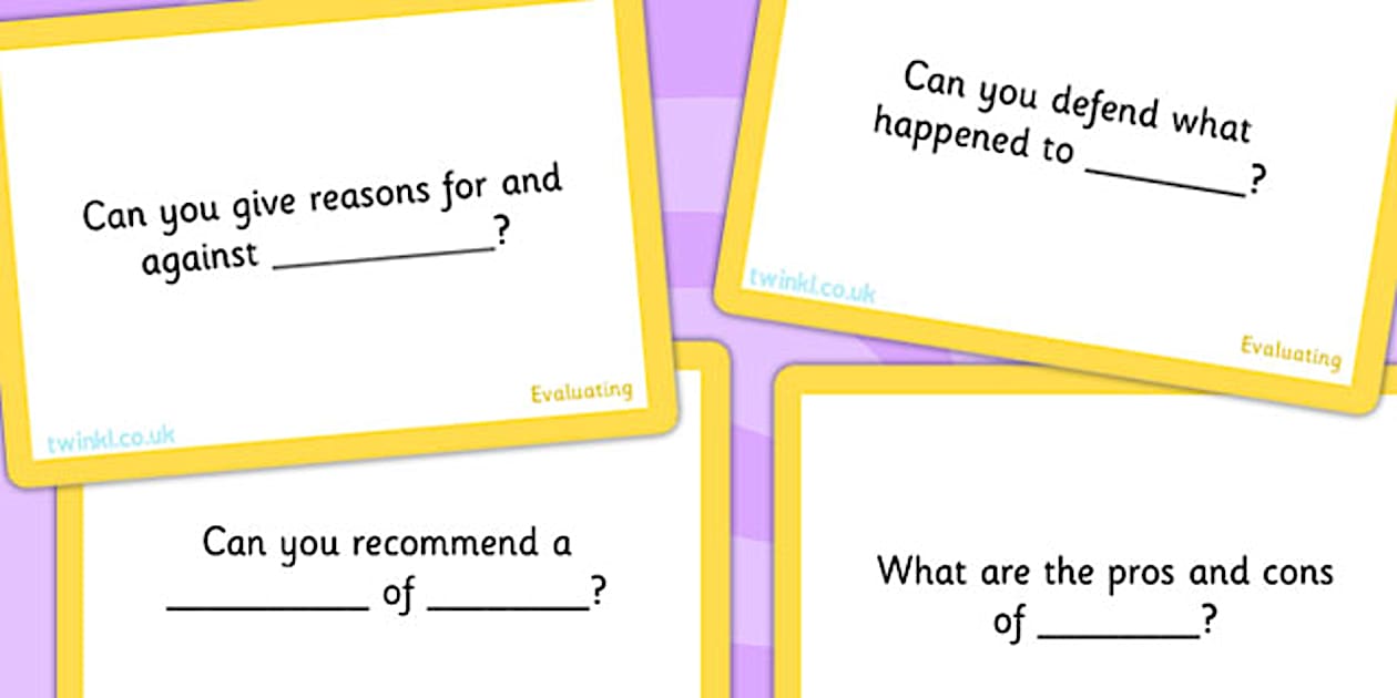 Bloom's Taxonomy Level 6 Evaluating Challenge Cards - blooms