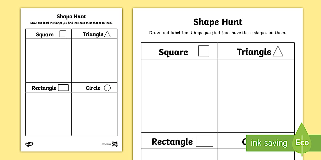 Shape Hunt Worksheet (teacher made) - Twinkl