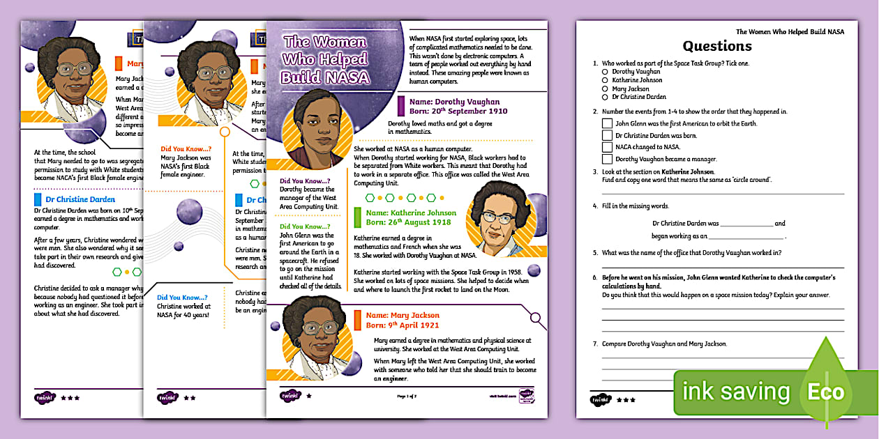LKS2 The Women Who Helped Build NASA Differentiated Reading