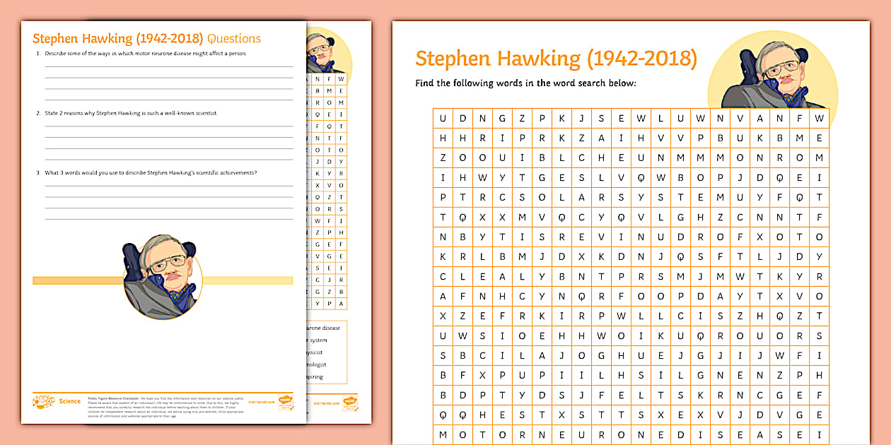 Stephen Hawking Word Search (teacher made) - Twinkl