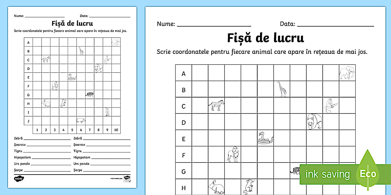 Localizarea într o reprezentare grafică Fișă de lucru