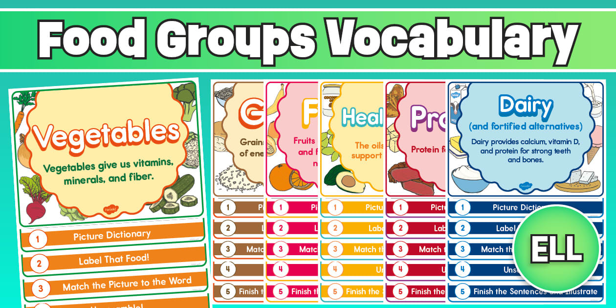 Food Groups Vocabulary Flipbooks for ELL