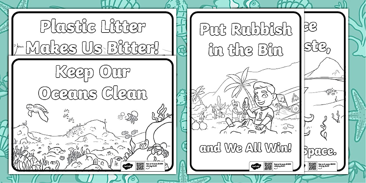 Clean Oceans Colouring Posters | Ocean Protection | Twinkl