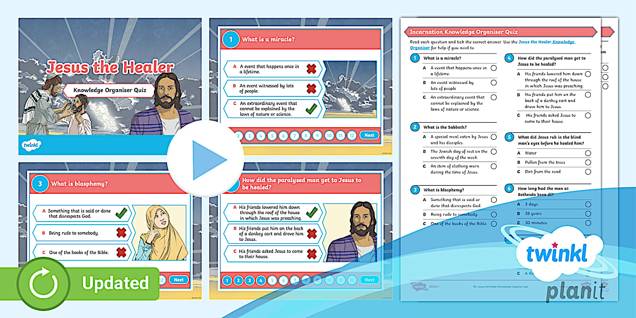 RE: Jesus the Healer: Year 5 Knowledge Organiser Quiz Pack