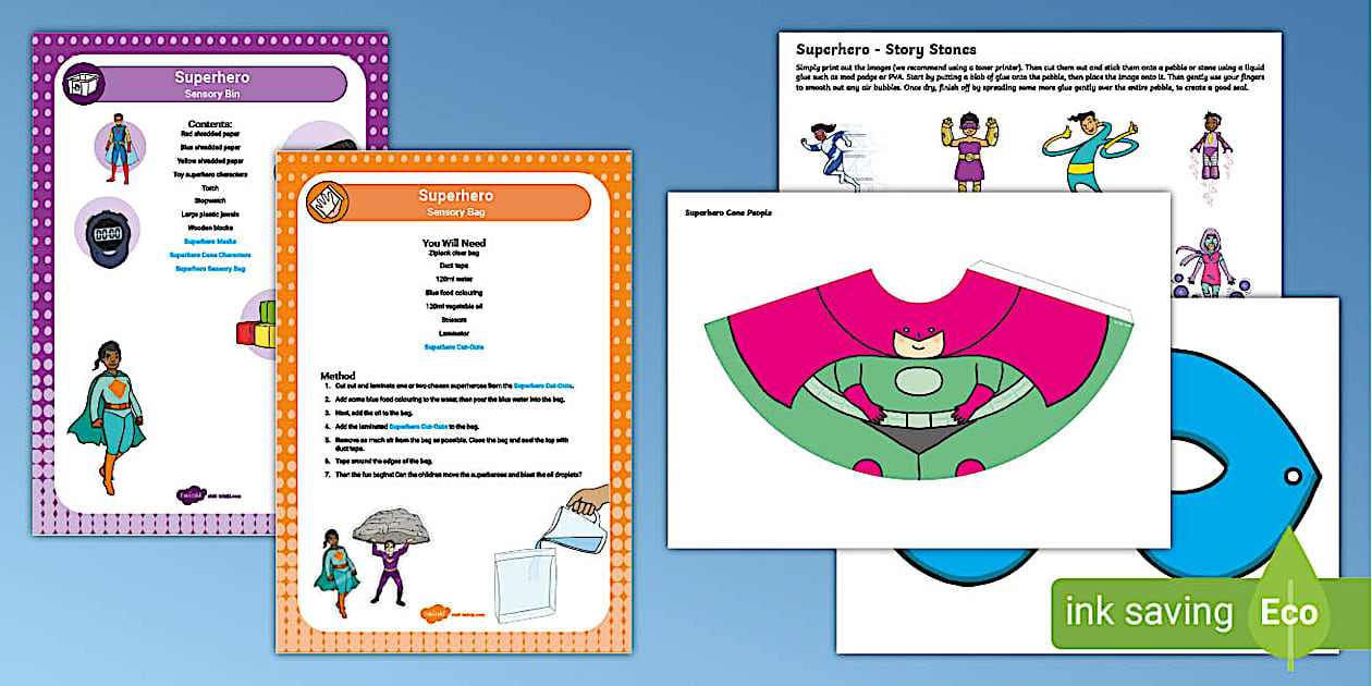 Superhero Sensory Bin and Resource Pack (teacher made)