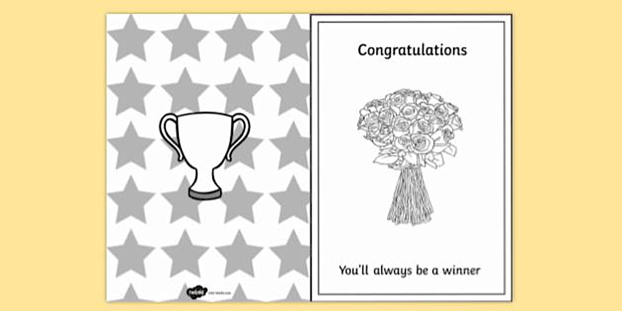 Congratulations Sport Winners Bouquet Theme Card Colouring
