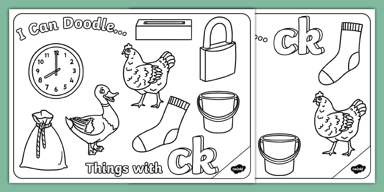 I Can Doodle Things with 'ck' Colouring Pages (teacher made)