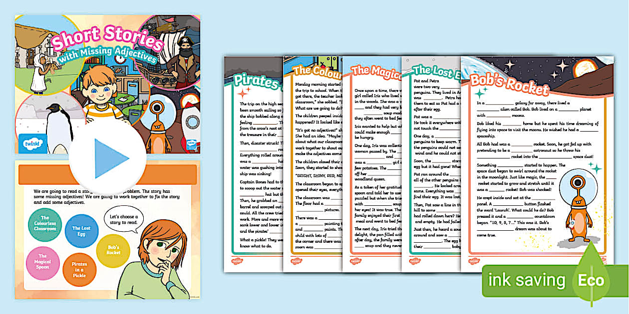 Short Story Using Adjectives Activity Pack (teacher made)