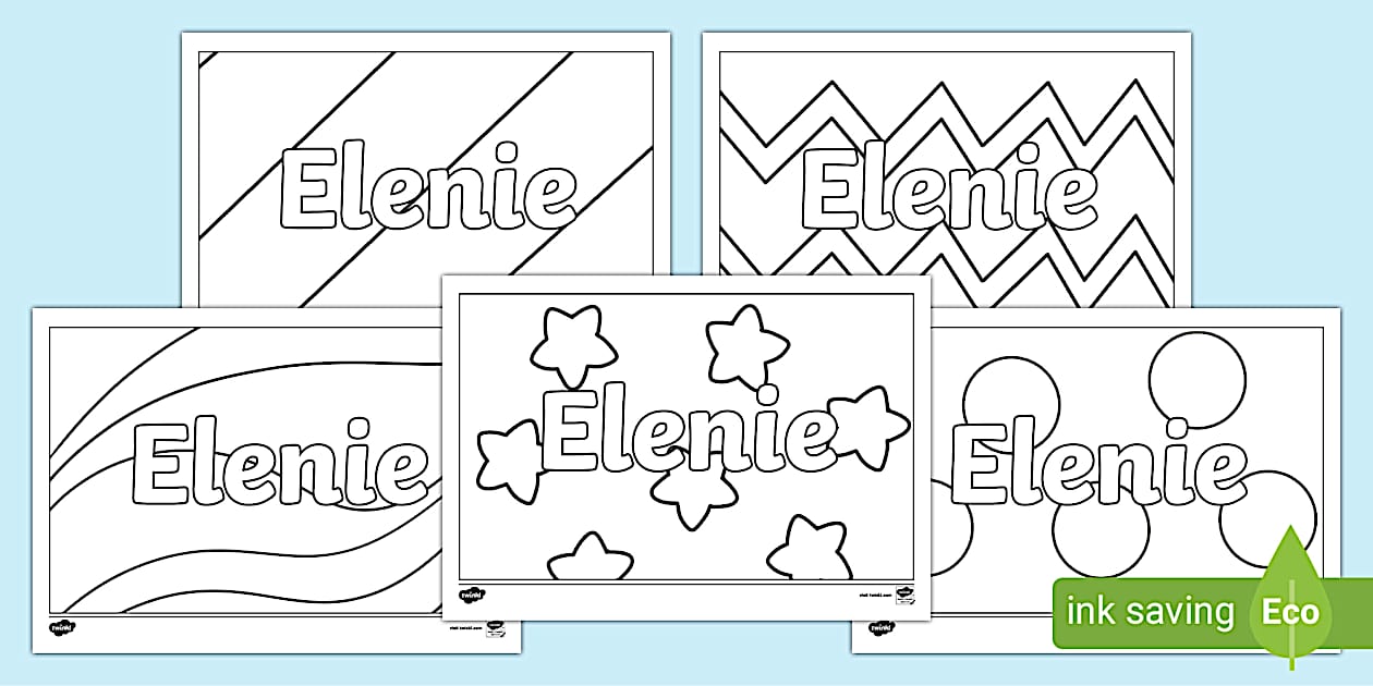 Elenie Name Simple Colouring Activity Sheets (teacher made)
