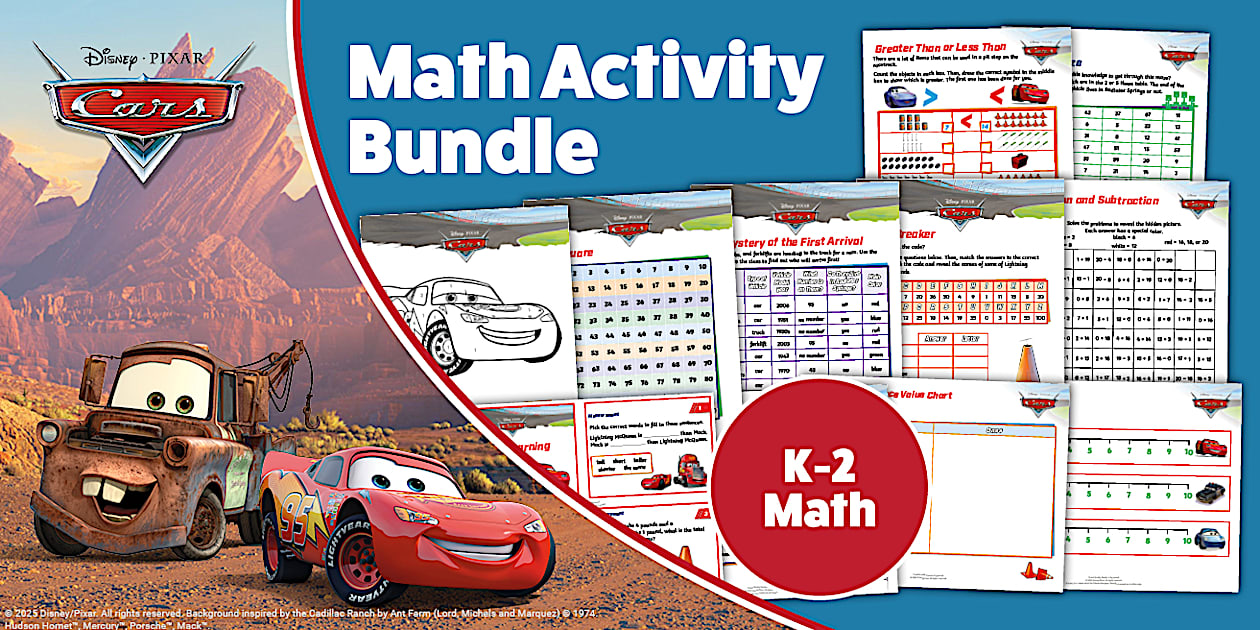 Cars: Math Activity Pack for K-2nd Grade (Teacher-Made)