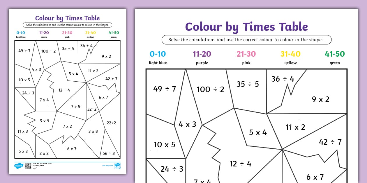 Colour by Times Table Activity Sheets (Hecho por educadores)