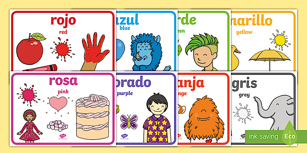 Colours in Spanish Display Posters - Spanish/English