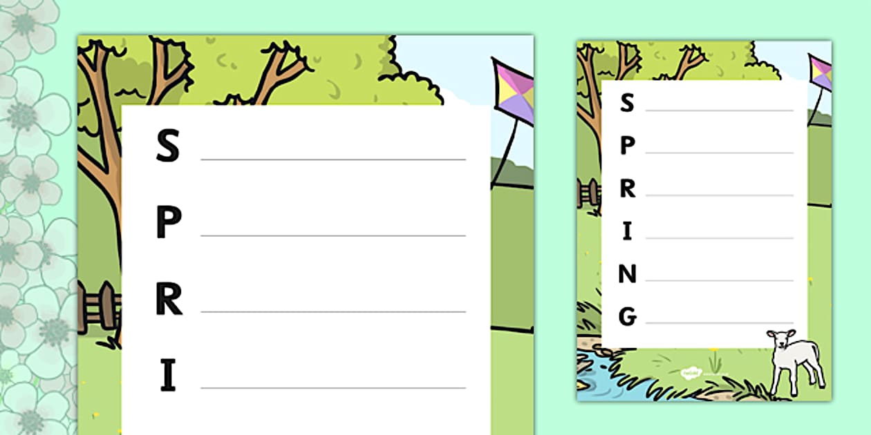 Springtime Acrostic Poem - Spring Poem Template - Twinkl