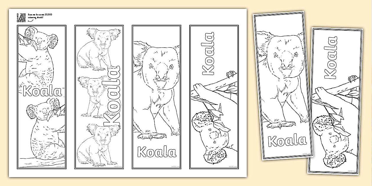 Koala Colouring Bookmarks (teacher made) - Twinkl