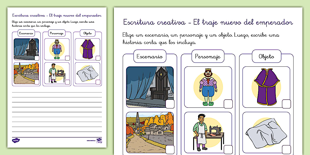 Ficha de actividad: Escritura creativa - El traje nuevo del emperador