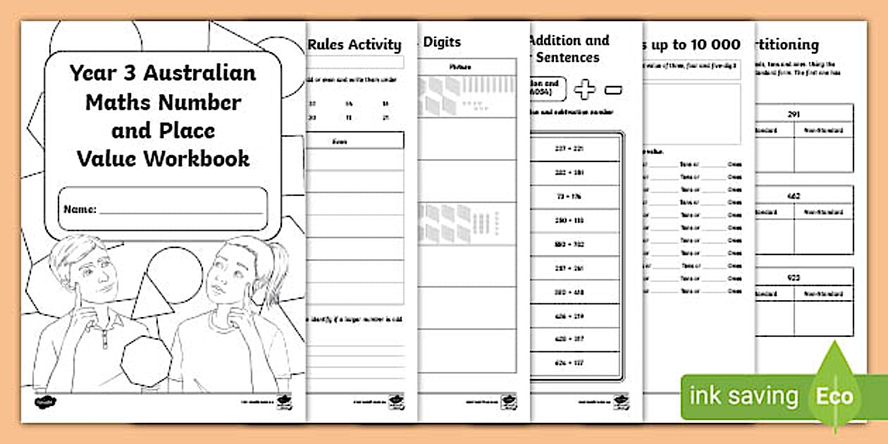 Editable Year 3 Australian Maths Number and Place Value Workbook