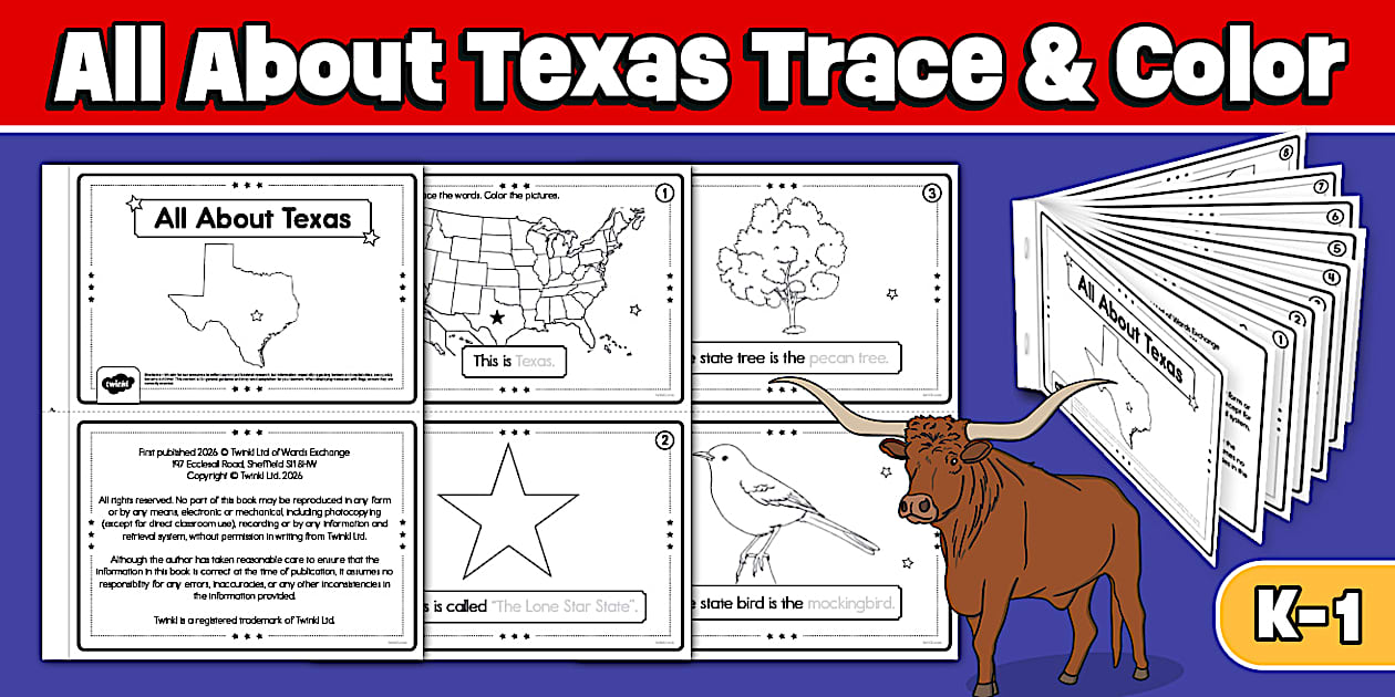 All About Texas Trace & Color Printable Book