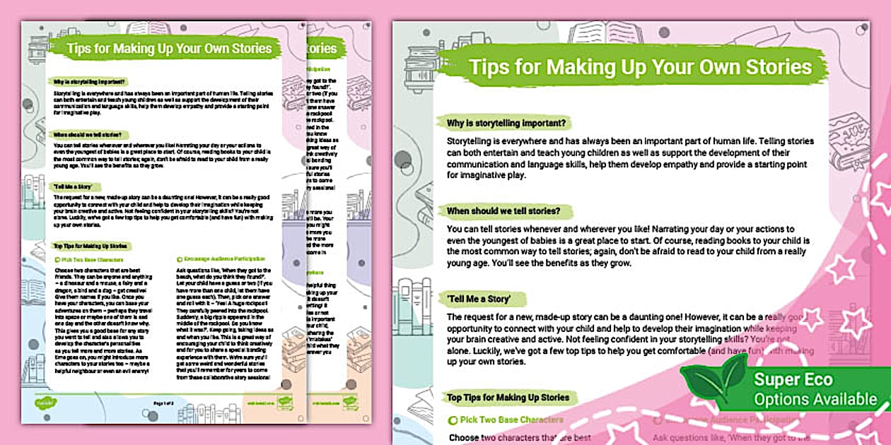 Tips for Making Up Your Own Stories (teacher made) - Twinkl