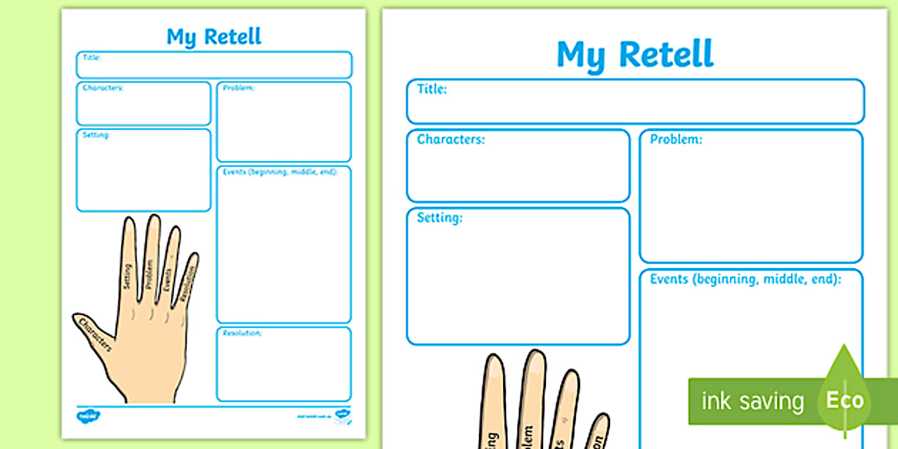 Five Finger Retell Worksheet (teacher made) - Twinkl