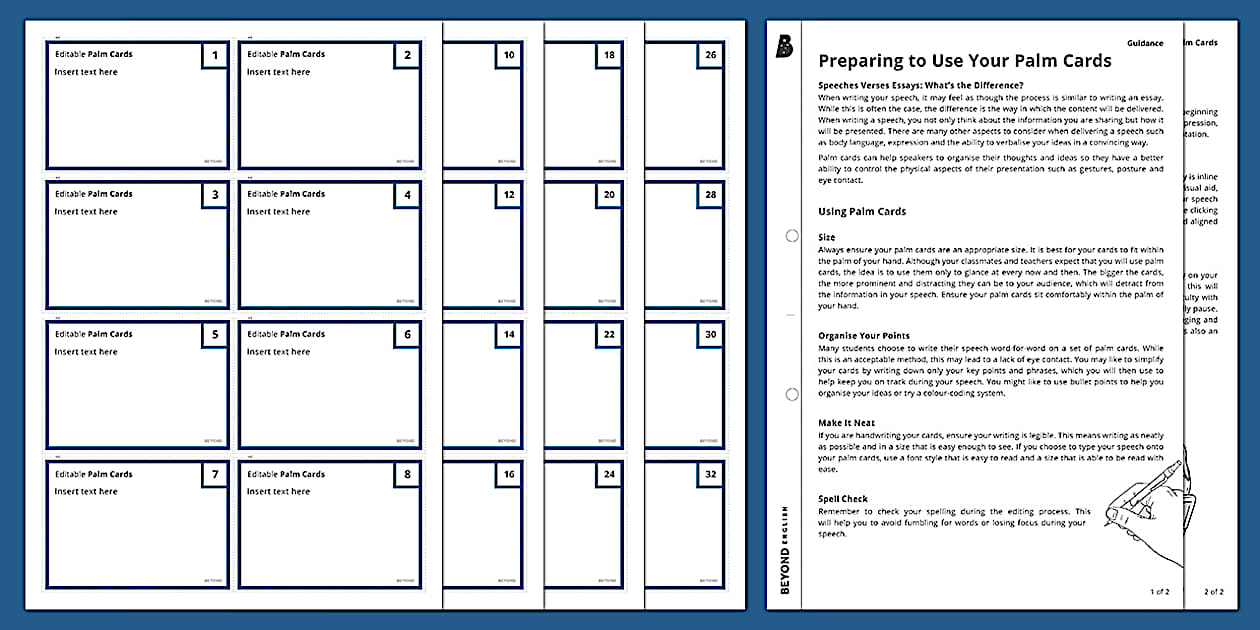 Editable Palm Cards Maker and Guidance | Twinkl - Twinkl