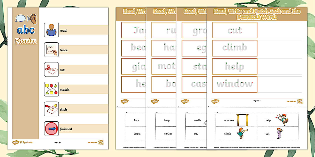 Read, Write and Match Jack and the Beanstalk Words