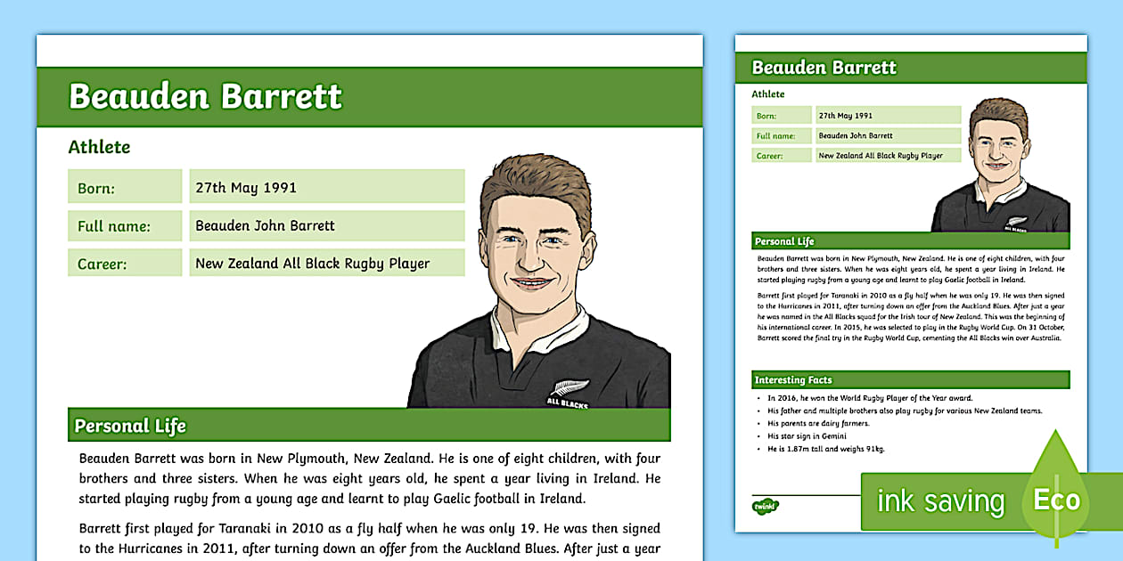 Black and White Beauden Barrett (teacher made) - Twinkl