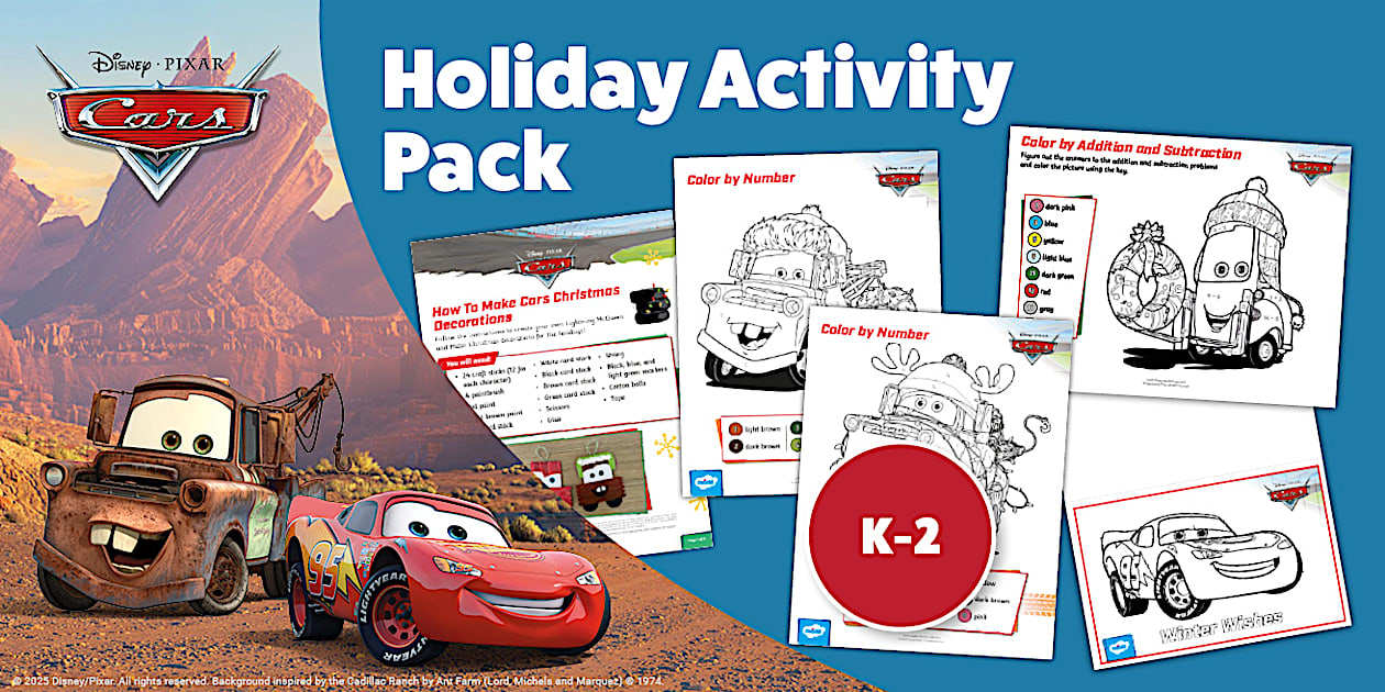 Cars: Holiday Activity Pack for K-2nd Grade