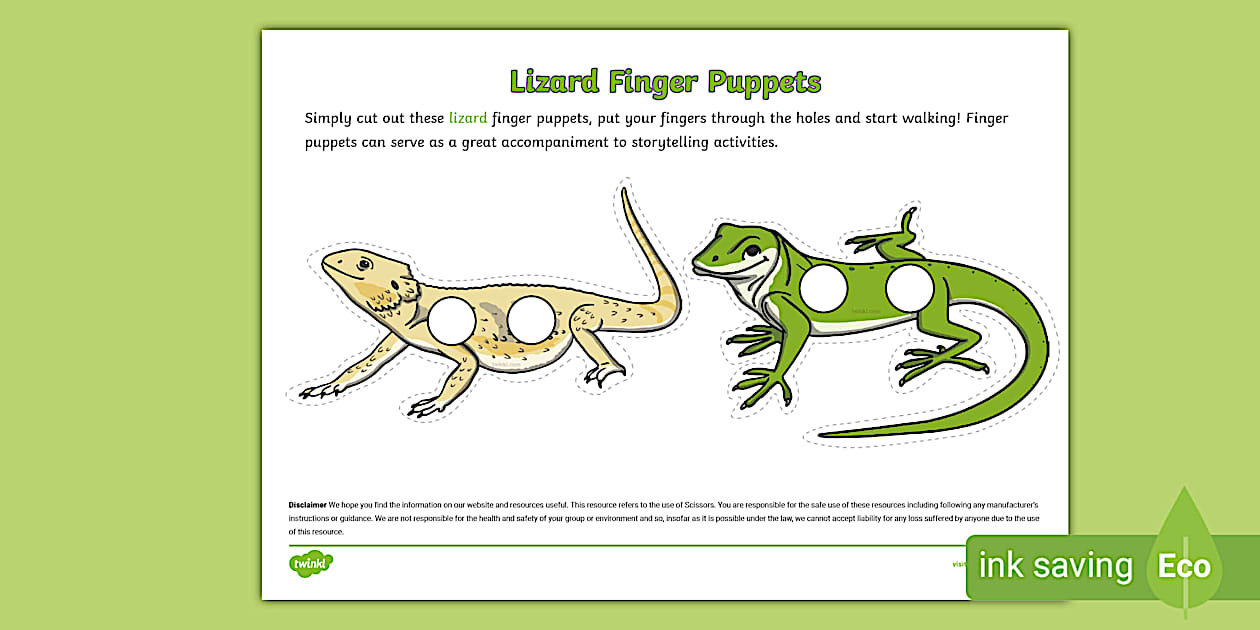 Lizard Finger Puppets (teacher made) - Twinkl