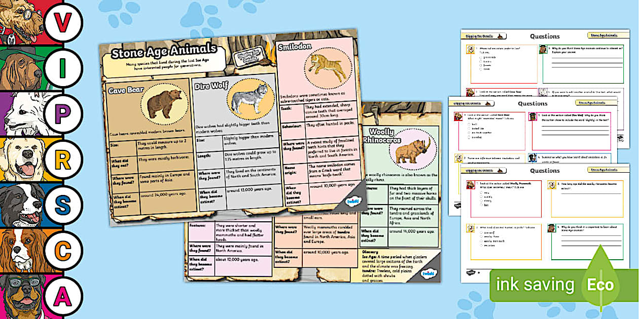 LKS2 Digging for Details: Stone Age Animals Infographic Comprehension ...