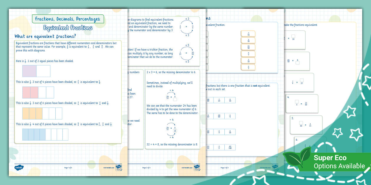 Fractions, Decimals, Percentages: Equivalent Fractions
