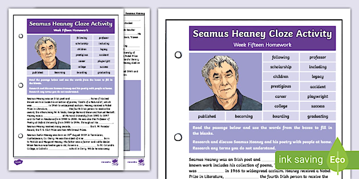 Seamus Heaney Poems | Poetry Resources | Twinkl - Twinkl