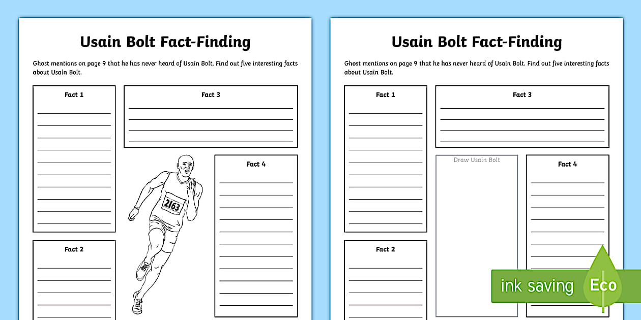 Years 5 and 6 Chapter Chat Usain Bolt Fact-Finding Worksheet / Worksheets