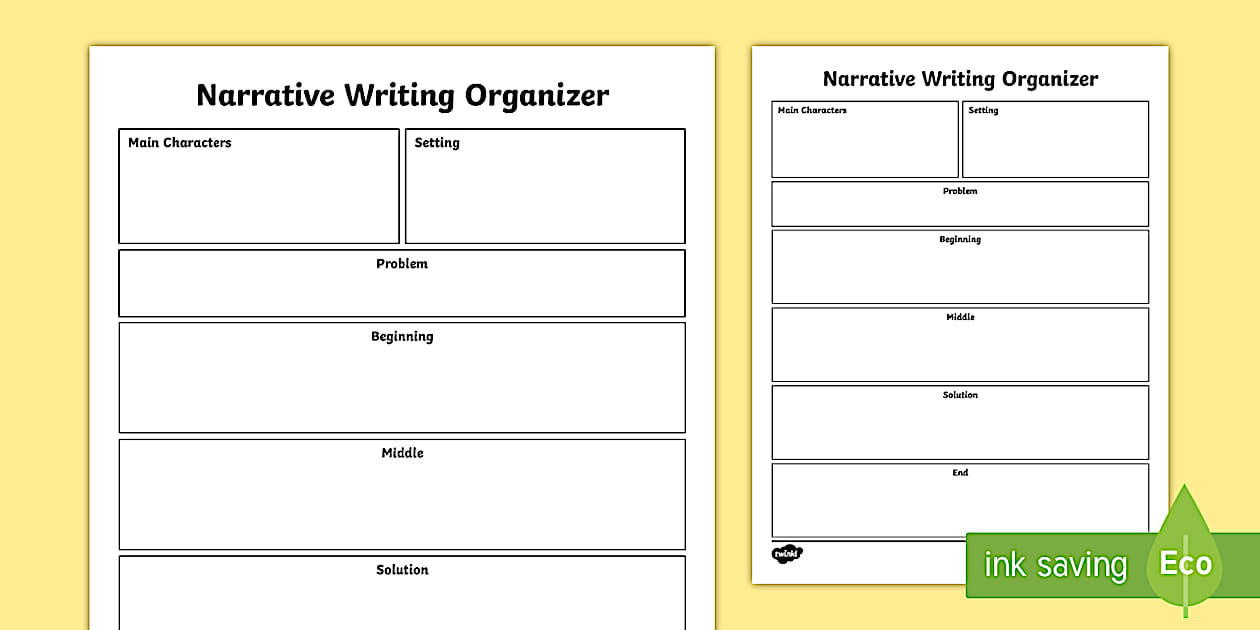 Editable Narrative Writing Graphic Organizer for 3rd-5th Grade
