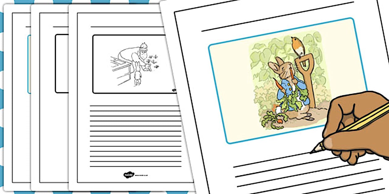 Black and White The Tale of Peter Rabbit Story Writing Frames