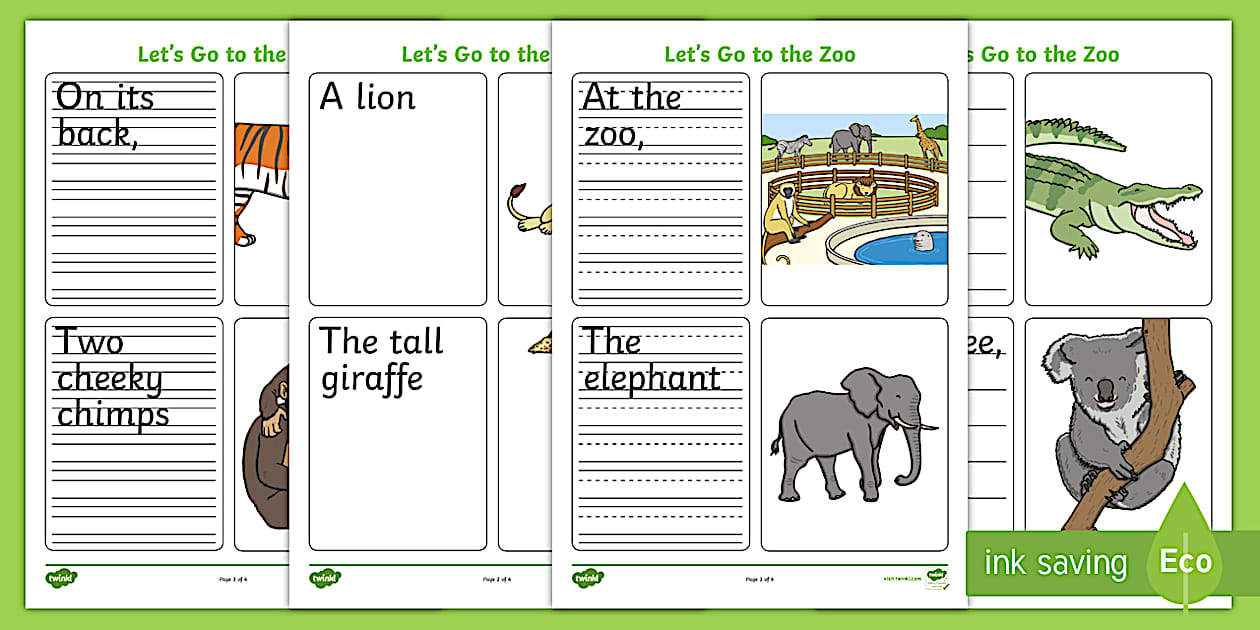 Editable Let's Visit the Zoo Simple Sentence Writing Prompt Pictures ...