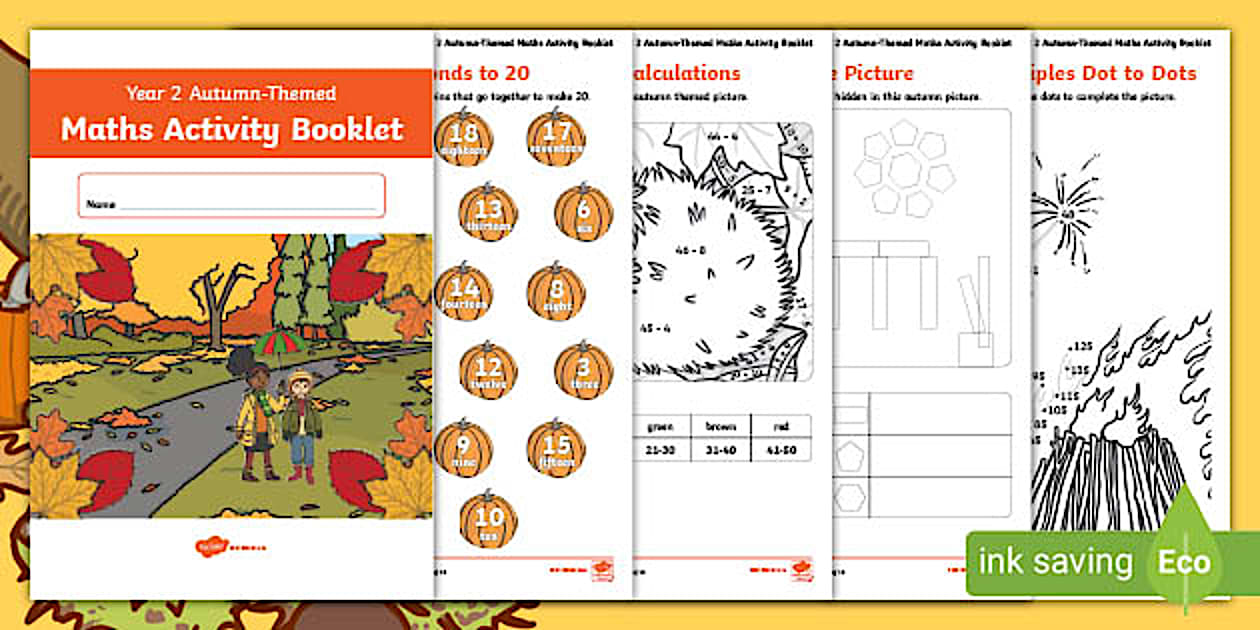 Editable Year 2 Autumn Themed Maths Activity Booklet
