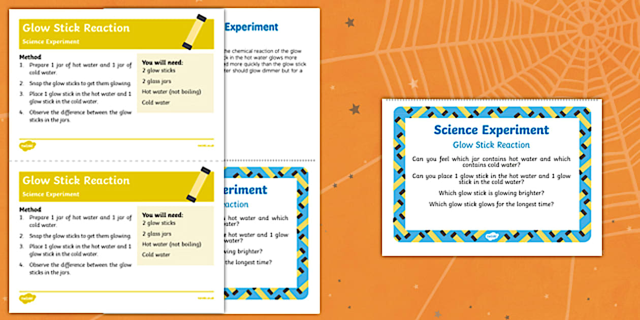 Kindergarten Glow Stick Reaction Science Experiment and Prompt Card Pack