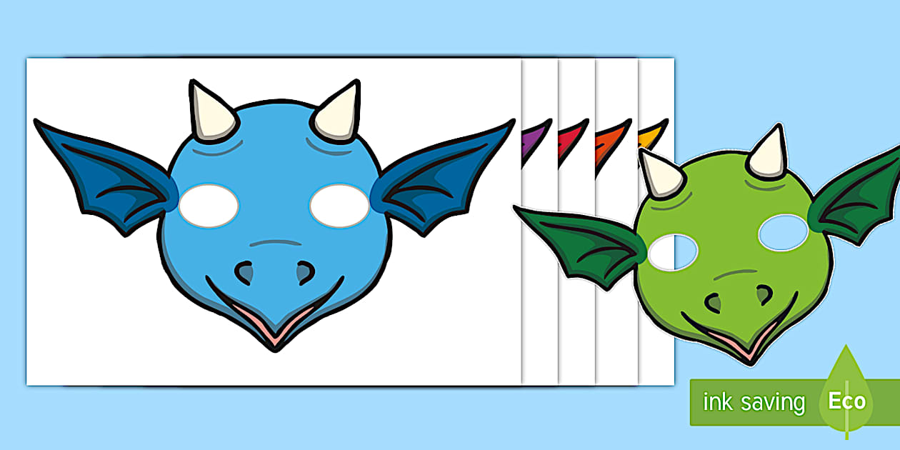 Dragon Template Masks - EYLF - Dragon Masks (teacher made)