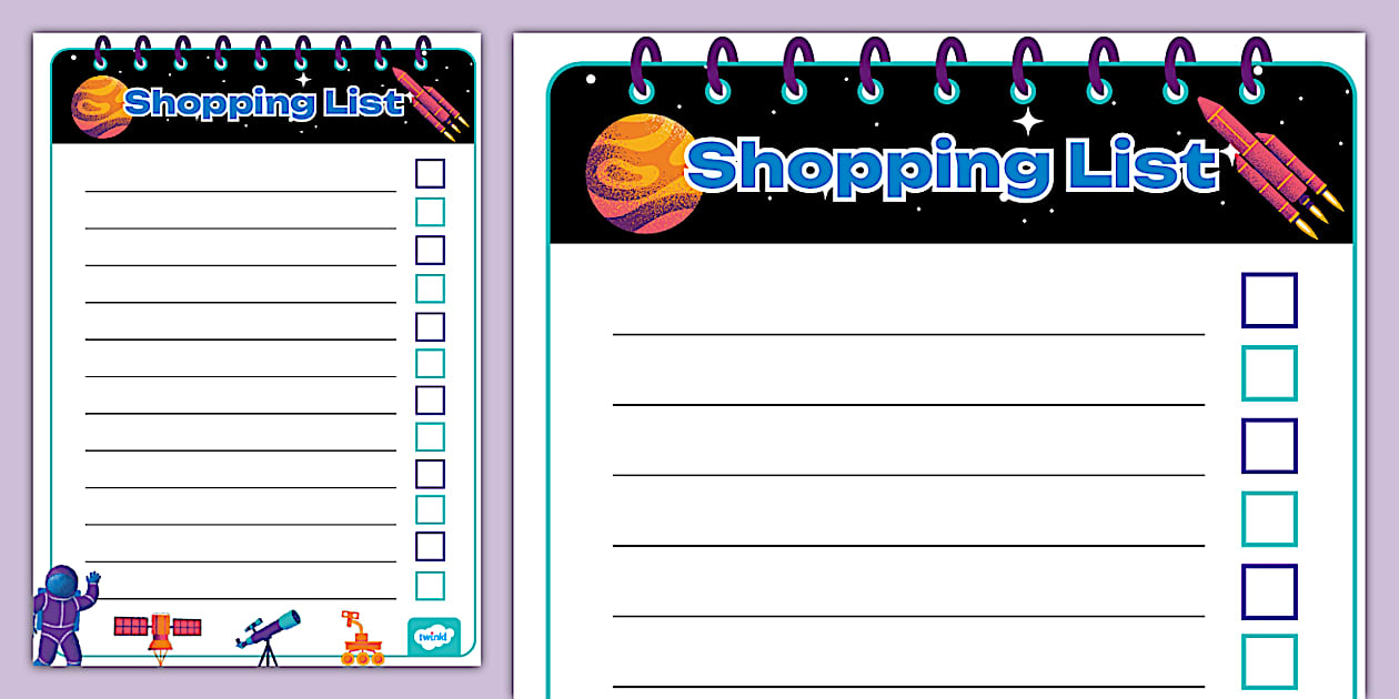 Space-Themed Shopping List (Teacher-Made) - Twinkl