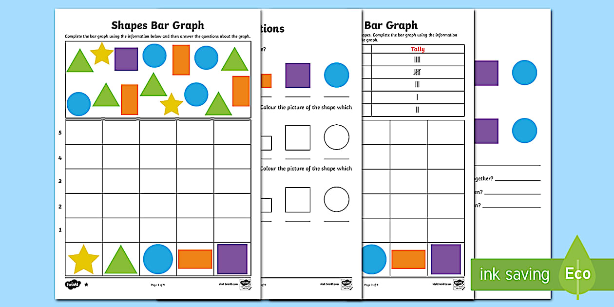 Bar Graphs with Shapes Differentiated Worksheet / Worksheets