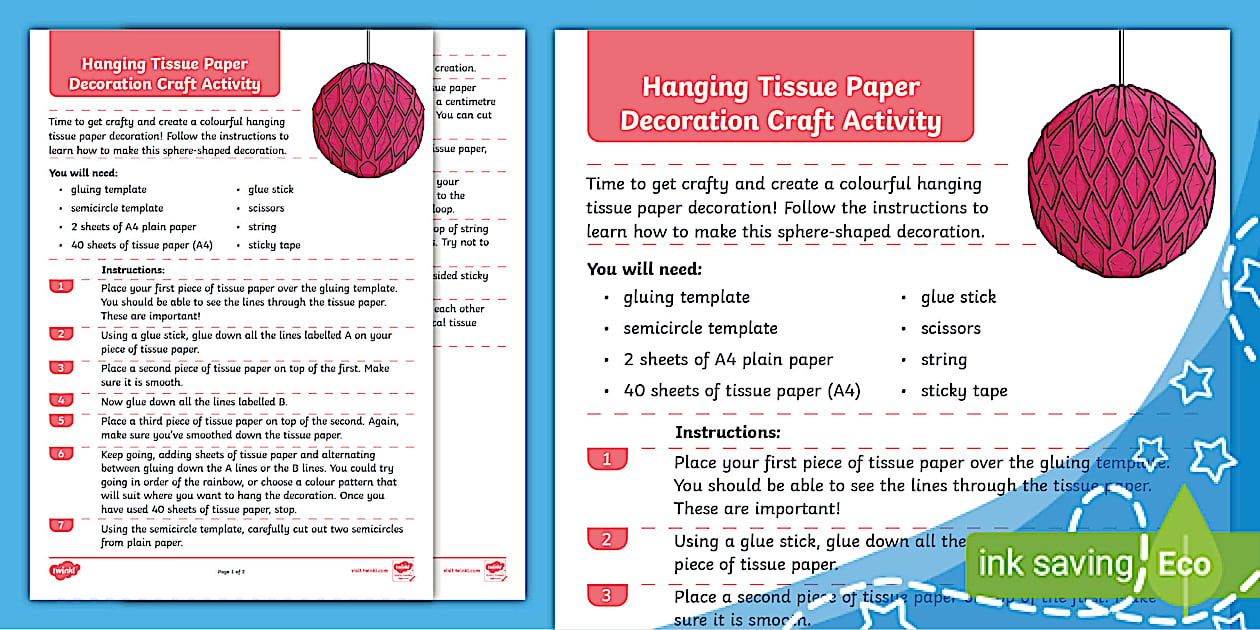 Hanging Tissue Paper Decoration Craft Activity - Twinkl