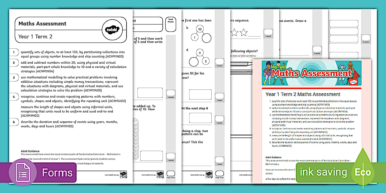 Year 1 Term 2 Maths Assessment (teacher made) - Twinkl