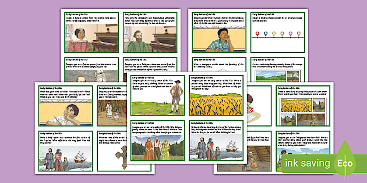 Early Settlers of the United States Writing Prompt Cards