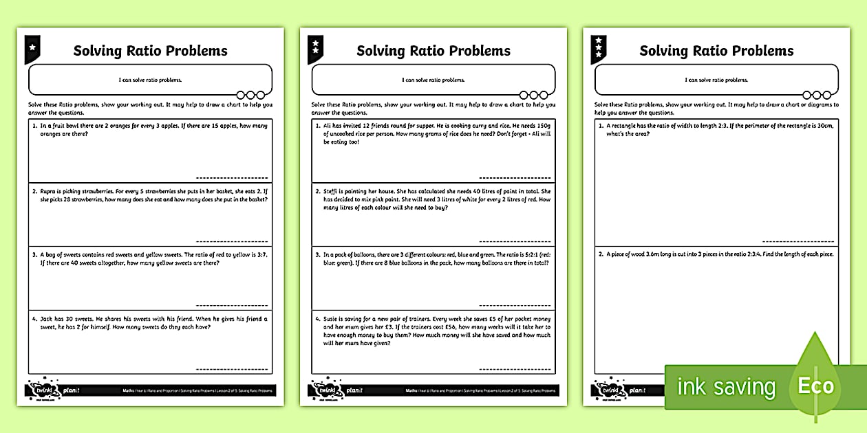 Ratio Word Problems | Teacher-created resource | Twinkl