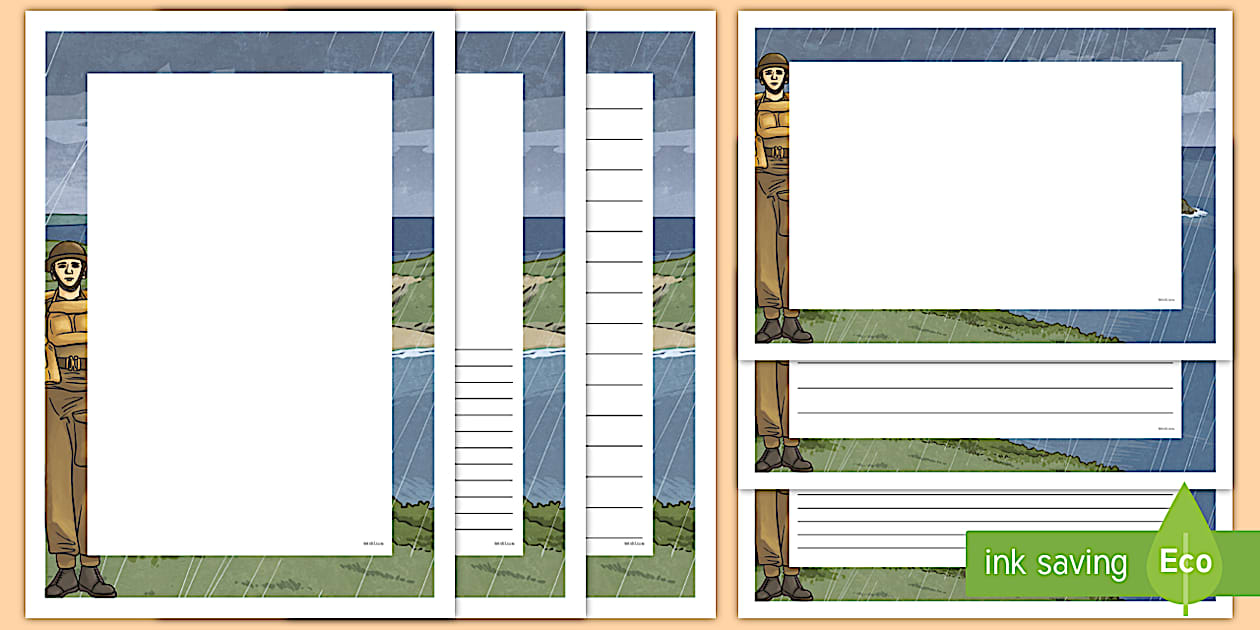 Editable KS2 D-Day Page Border Pack (teacher made) - Twinkl