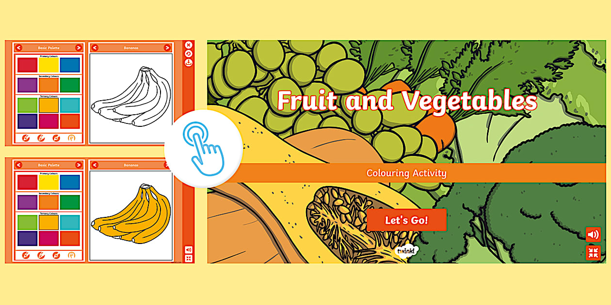 Interactive Fruit and Vegetables Colouring | Twinkl Go!