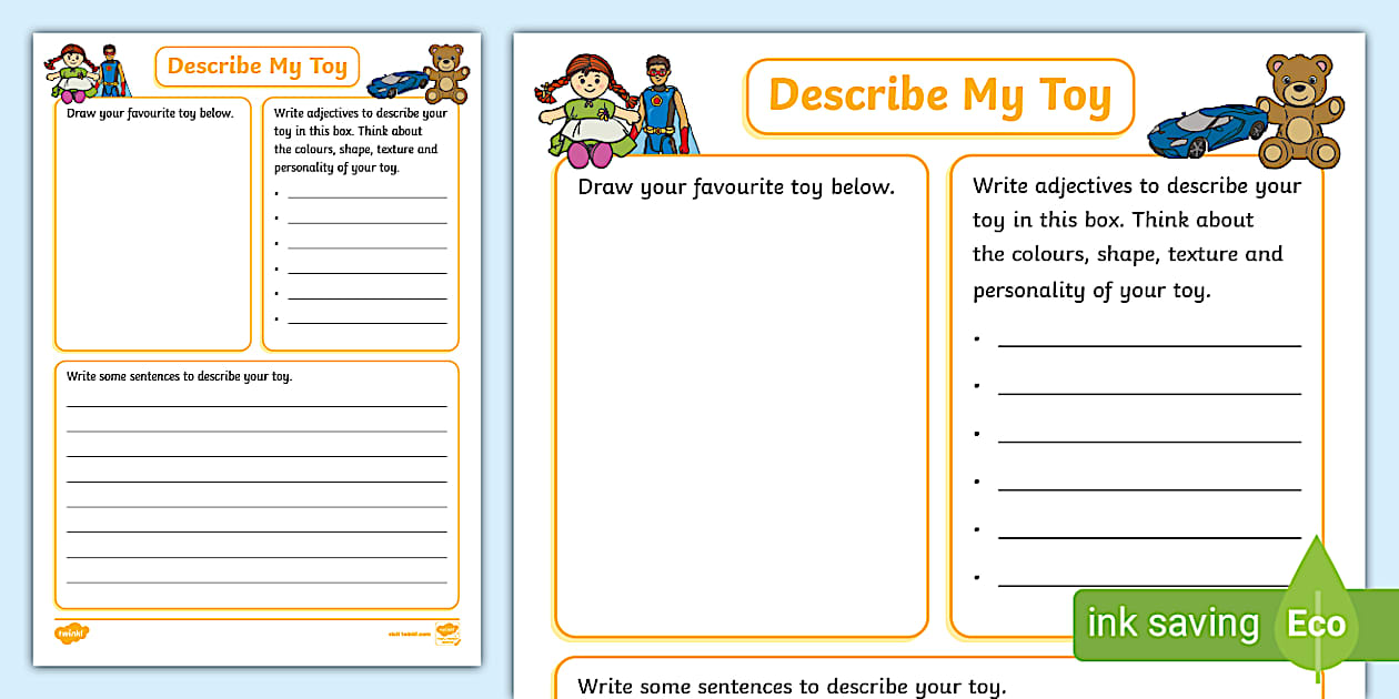 Describe My Toy Writing Template (teacher made) - Twinkl