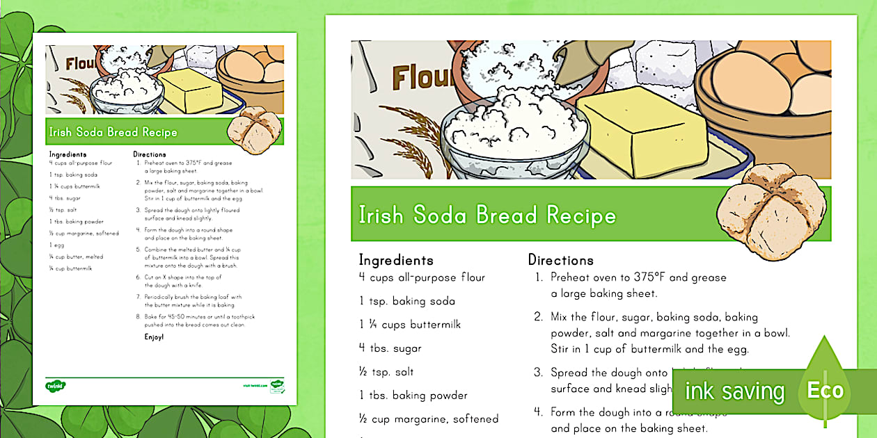 Irish Soda Bread Worksheet Recipe | Recipe | Twinkl - Twinkl