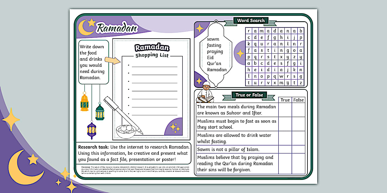 KS1 Ramadan Activity Mat (Teacher-Made) - Twinkl